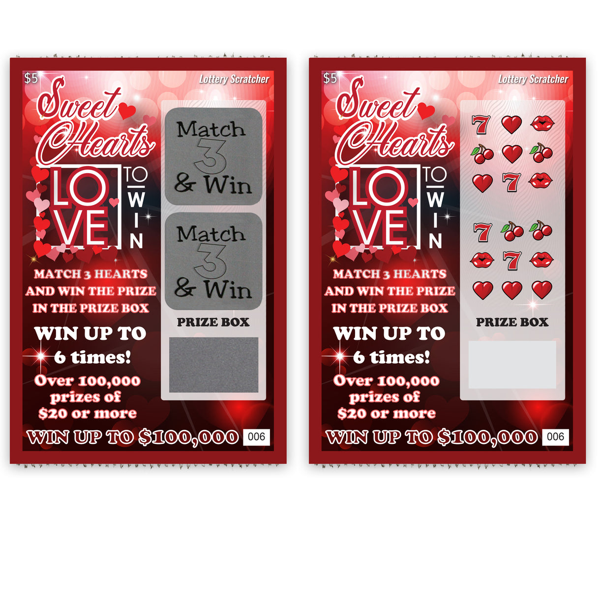 CUSTOM Valentine's Day Scratch Off Lotto Ticket Replica Sweethearts ...