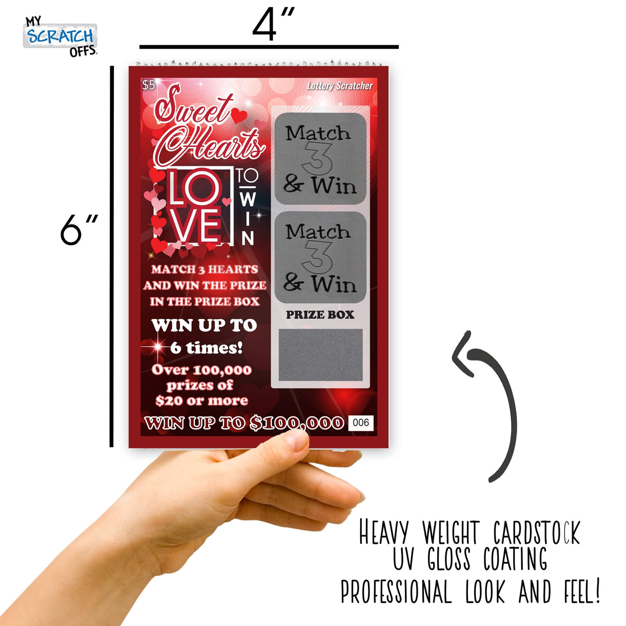 CUSTOM Valentine's Day Scratch Off Lotto Ticket Replica Sweethearts ...