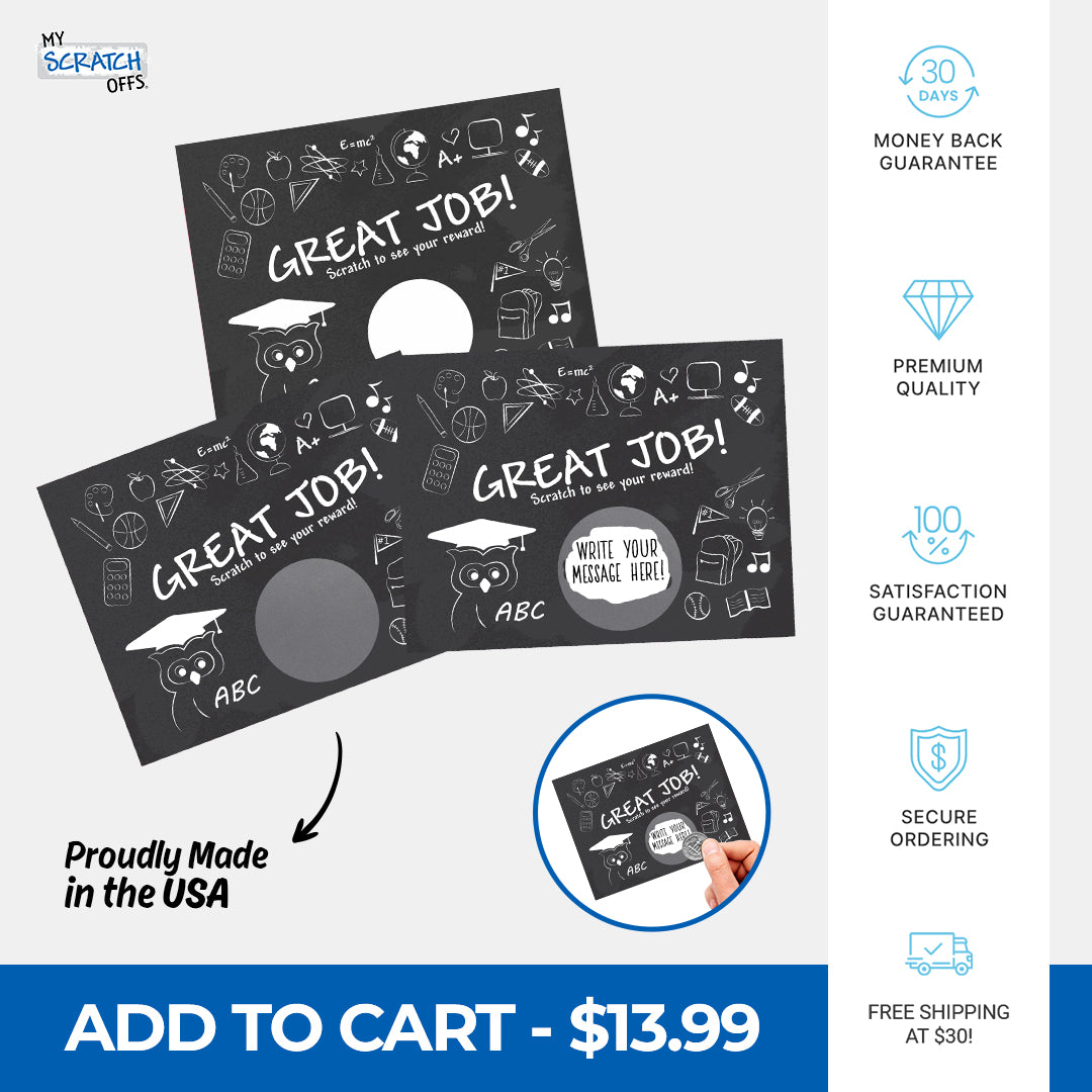 Teacher Rewards Chalkboard Scratch Off Cards DIY Make Your Own 50 Pk ...