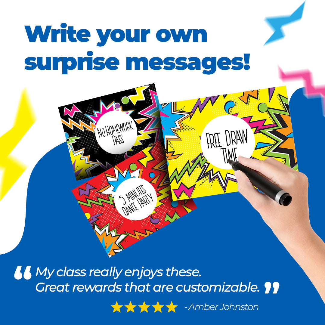 Teacher Rewards Zig Zag DIY Scratch Off Cards – Classroom Rewards – 50