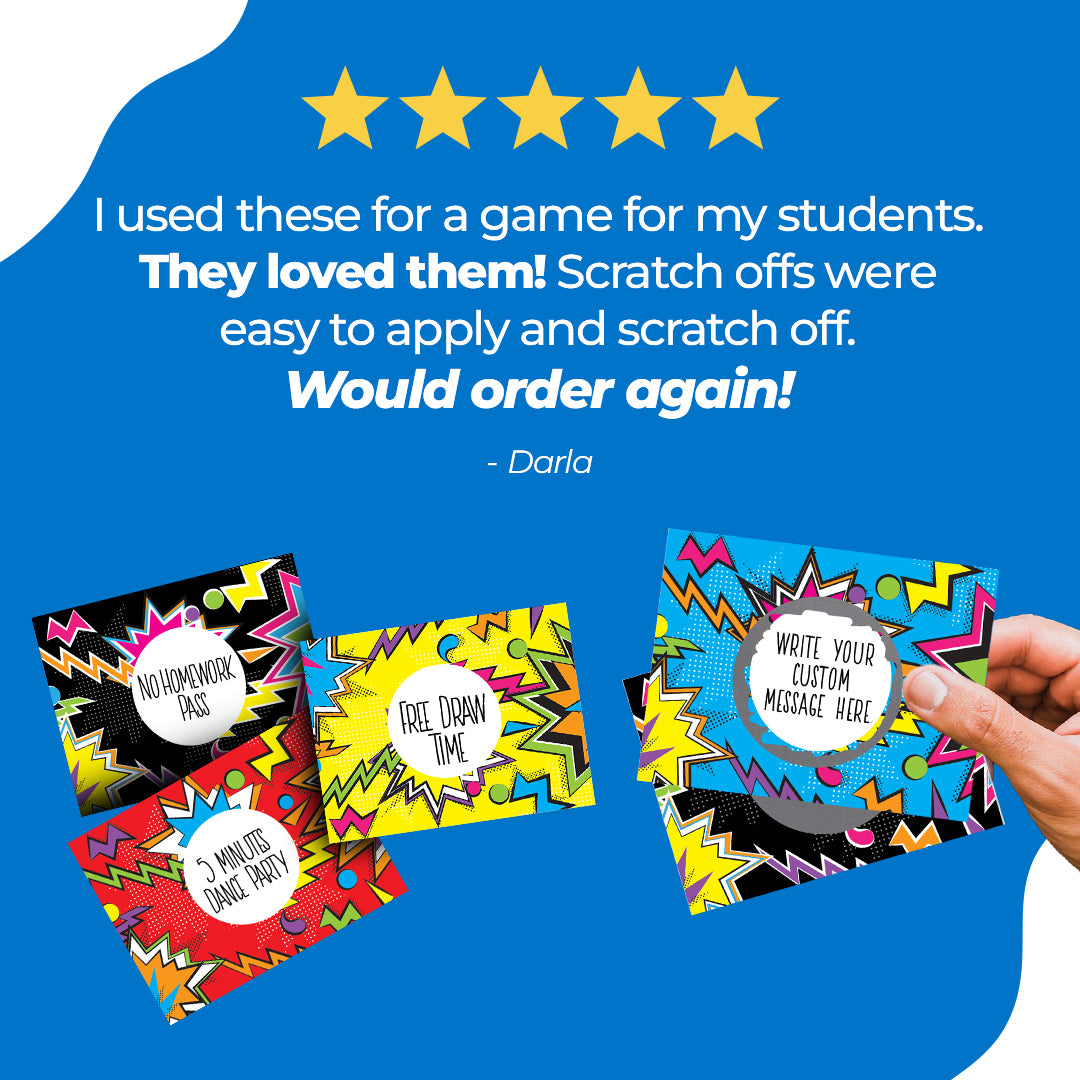 Teacher Rewards Zig Zag DIY Scratch Off Cards – Classroom Rewards – 50